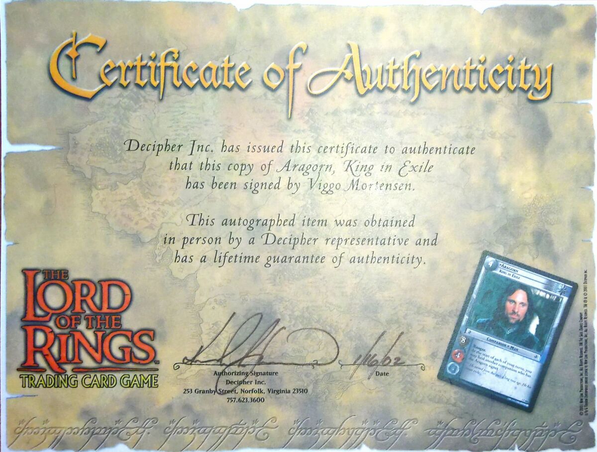 Official Signed Cards - LOTR-TCG Wiki